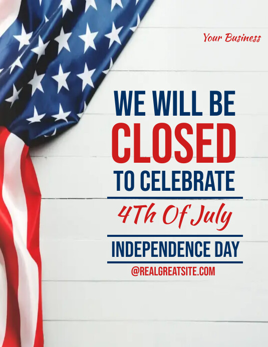 4th of July closing announcement template | PosterMyWall