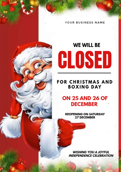Fourth of July Closure Notice Template | Patriotic Business Holiday ...