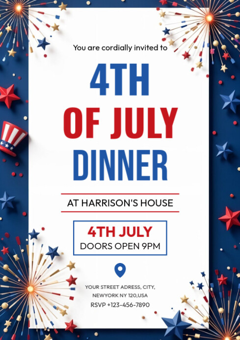 4th of July Dinner Flyer Templat | PosterMyWall