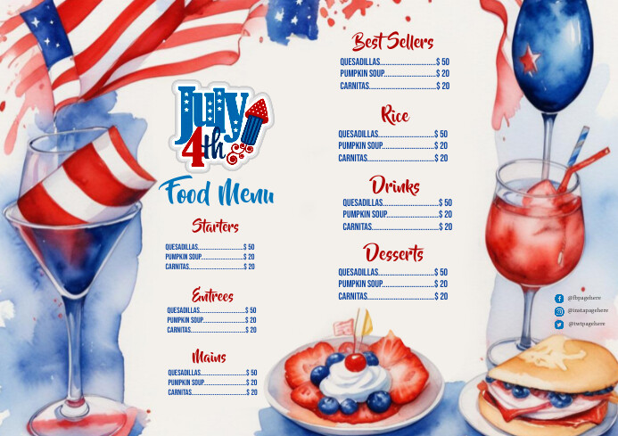 Plantilla de 4th of July Food menu | PosterMyWall