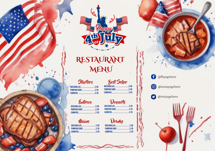 Plantilla de 4th of july food menu | PosterMyWall