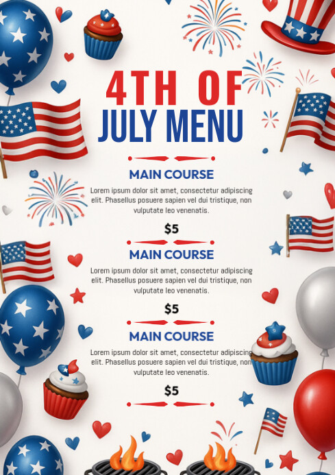 4th of July Food Menu Template | PosterMyWall