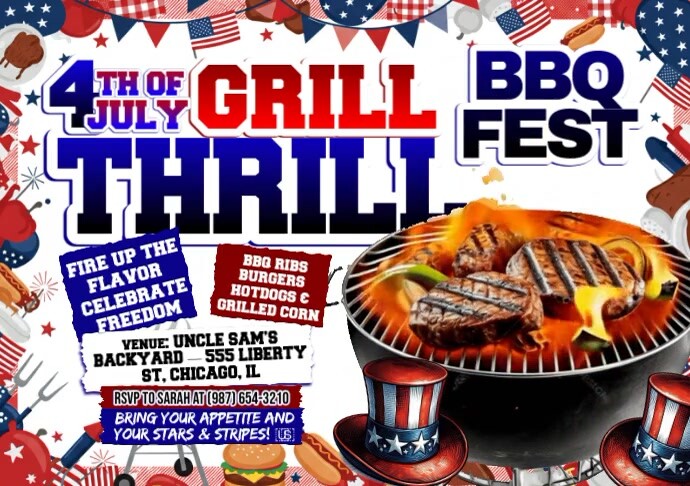 4th Of July Grill Thrill BBQ Festival: Independence Day Template ...