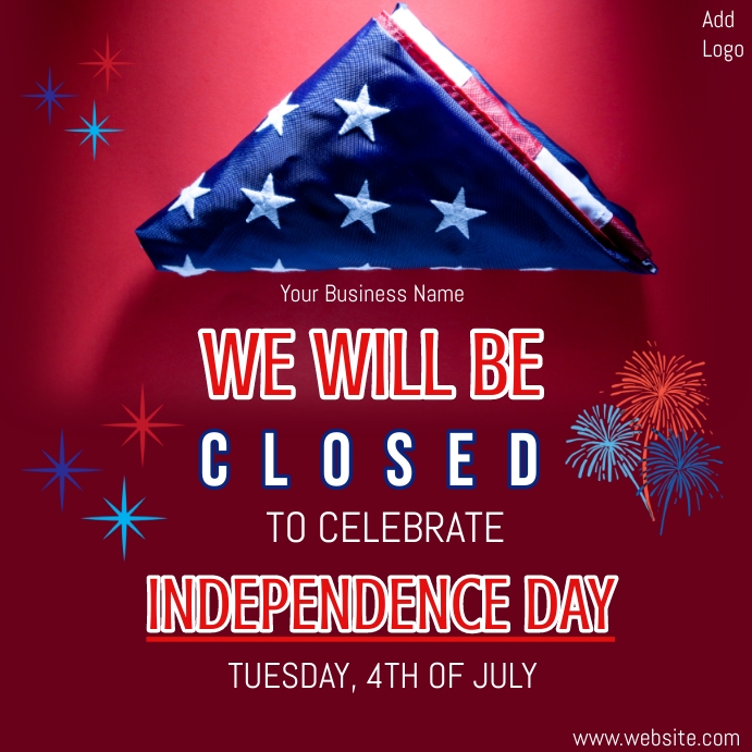 Plantilla de 4th of july independence day closing ad | PosterMyWall