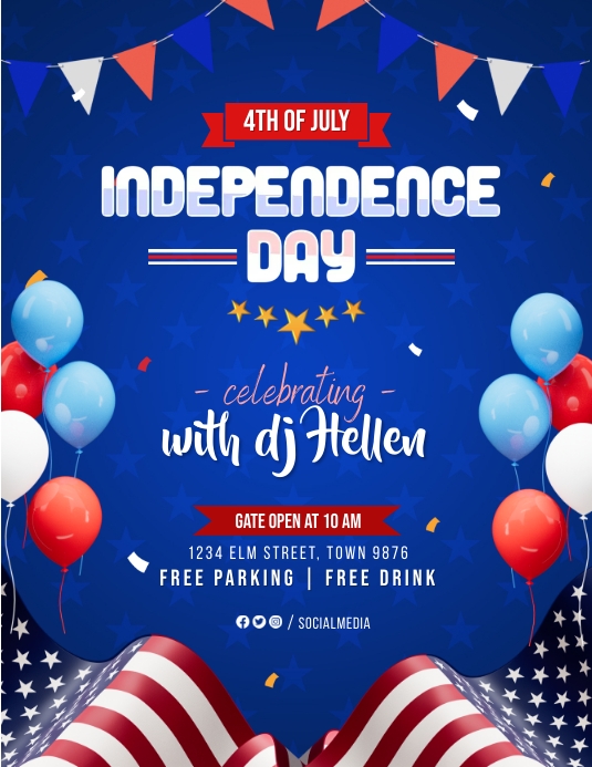 4th of July Independence Day Flyer Template | PosterMyWall