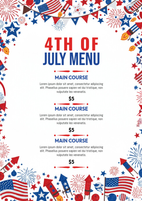 4th of July Menu Template | PosterMyWall
