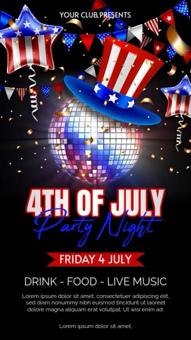 Copy of 4th of july party night poster with animated disco ball and ...