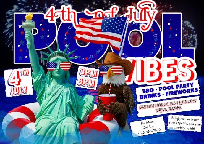 4th of July Pool Party Bash Template | PosterMyWall