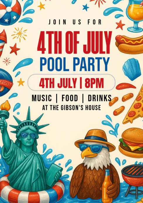4th of July Pool Party Template | PosterMyWall