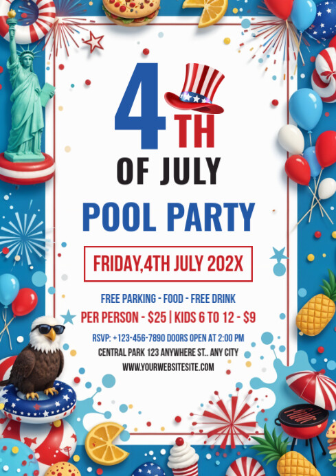 4th of July Pool Party Template | PosterMyWall