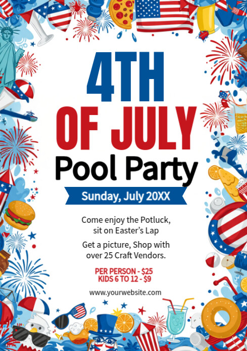 4th of July Pool Party Template | PosterMyWall