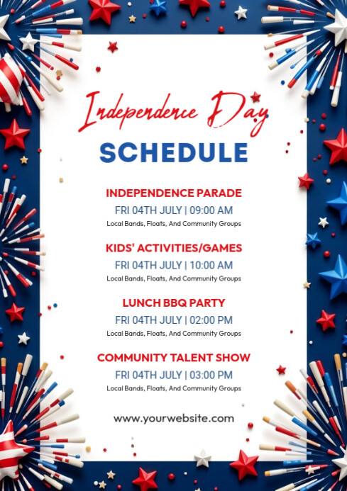 4th of July program schedule Template | PosterMyWall