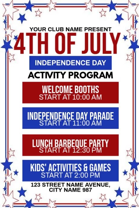 4th Of July Schedule Template | PosterMyWall