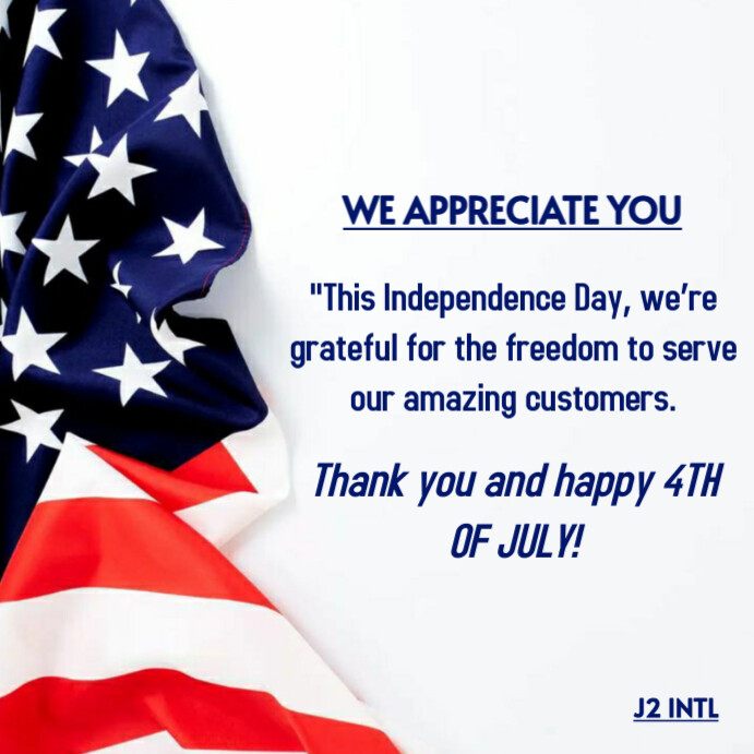 4th of July Thank You Message Template for Customers – Patriotic ...