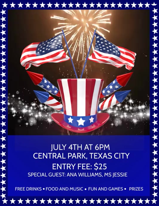 4th Of July US Independence Party Video Flyer Template | PosterMyWall