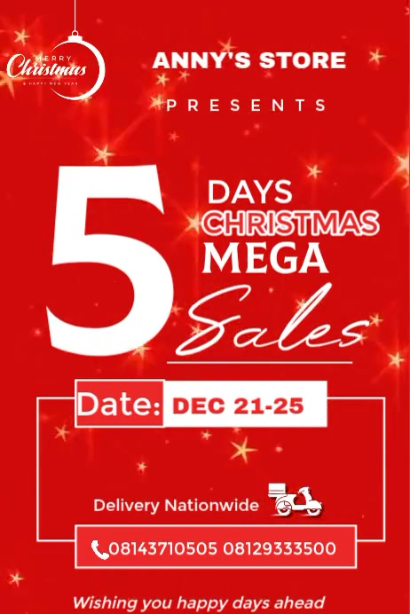 5 days Christmas mega sales promo flyer template | PosterMyWall