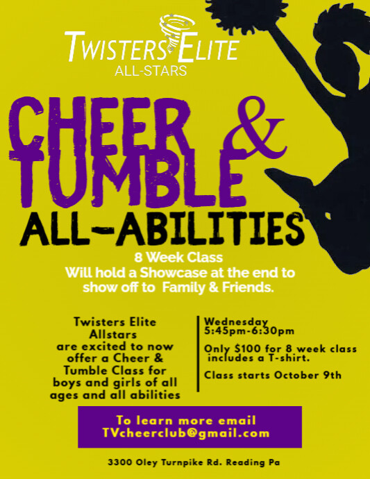 Yellow Cheerleader Tryouts Contest Flyer | PosterMyWall