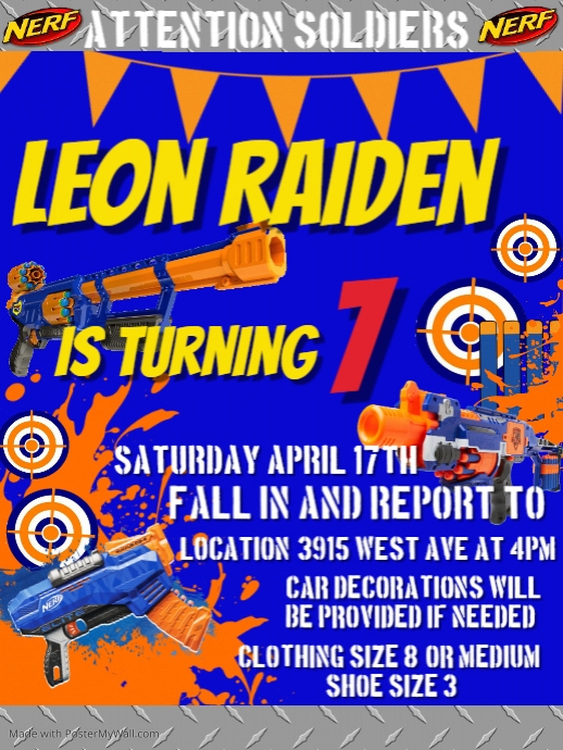 Nerf Invitation | PosterMyWall