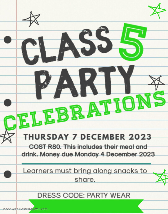 grade 5 class party | PosterMyWall
