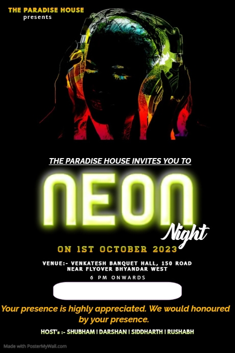 Neon Glow Party Flyer Template | PosterMyWall