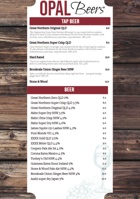 Bar Menu List (Page 1) | PosterMyWall