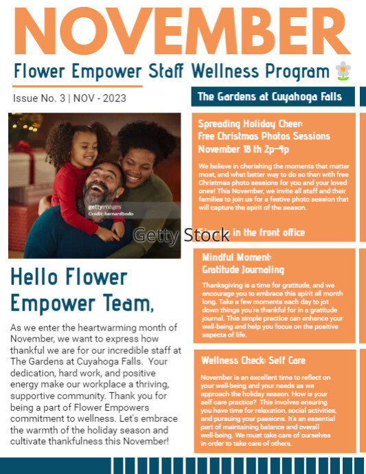 Orange Custom Branded Newsletter Page | PosterMyWall