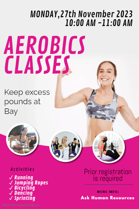Copy of Aerobics Classes Flyer Design template | PosterMyWall