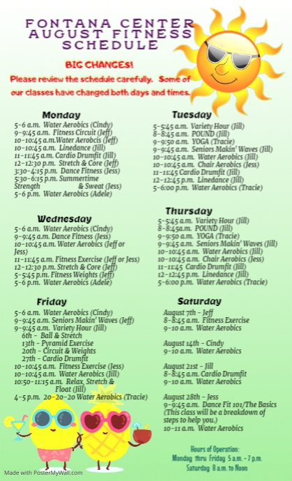 Copy of August Fitness Schedule | PosterMyWall