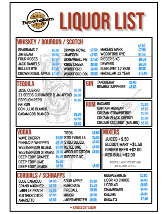 LIQUOR LIST | PosterMyWall
