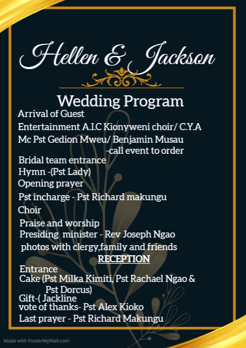 Gold Ornamental Wedding Program template | PosterMyWall