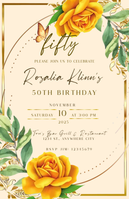 50TH BIRTHDAY INVITATION CARD Template | PosterMyWall