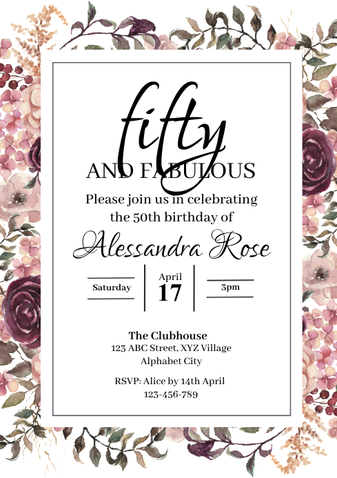 50th Birthday Invitation Template | PosterMyWall