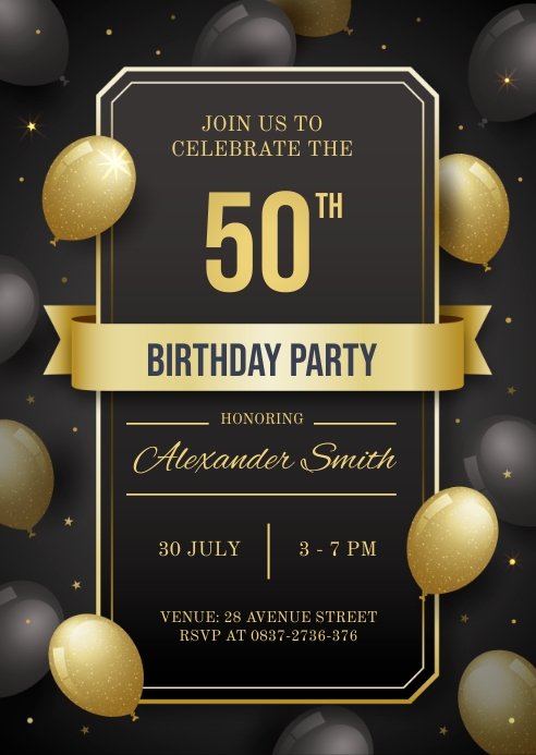 50th Birthday Invitation Template | PosterMyWall