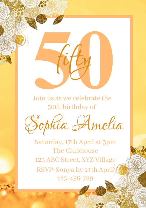 50th Birthday Invitation Template | PosterMyWall