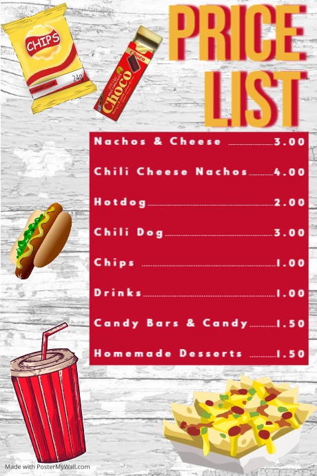 Snack Menu Design Template | PosterMyWall