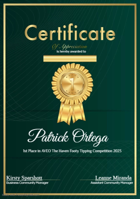 FIRST PLACE CERTIFICATE | PosterMyWall