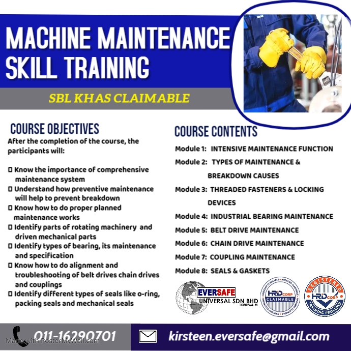 MACHINE MAINTENANCE SKILL TRAINING | PosterMyWall
