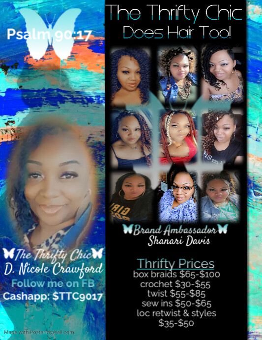 Copy of hair braids extensions flyer ad template | PosterMyWall