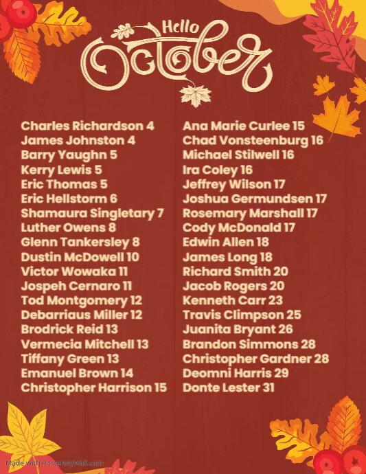 Brown Orange Minimalist Hello October Flyer | PosterMyWall