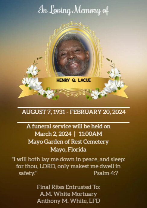 Memorial Service Announcement | PosterMyWall