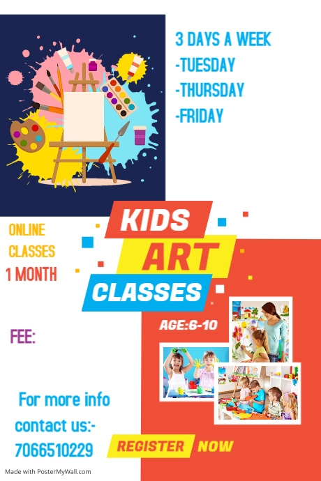 Copy of Copy of Kids Art Classes Flyer | PosterMyWall