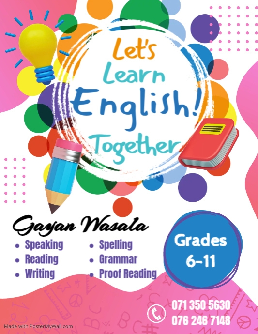 English Tutoring Flyer | PosterMyWall