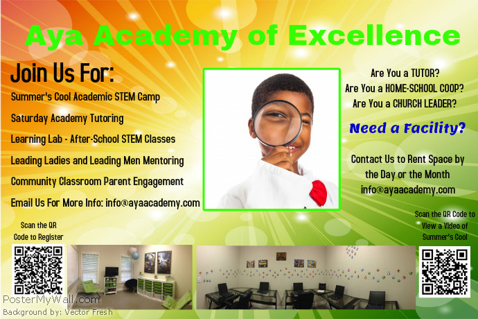 Aya Academy of Excellence Services and Programs | PosterMyWall