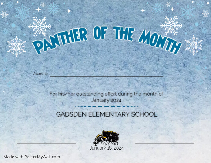 PANTHER OF THE MONTH JAN2024 | PosterMyWall