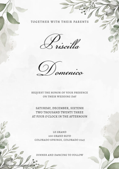 Wedding Invitation poster template | PosterMyWall