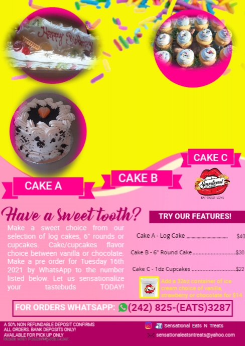 Copy of Cake Flyer Template | PosterMyWall
