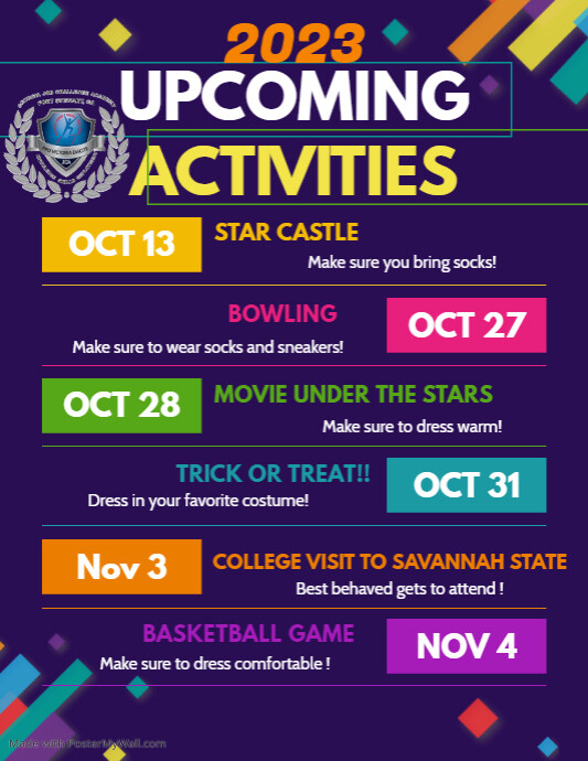 Copy of Upcoming Activities (1) | PosterMyWall