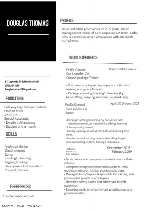 Douglas Thomas resume | PosterMyWall