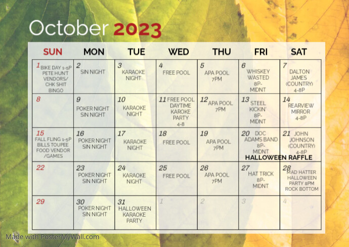 Printable calendar template 2023 october | PosterMyWall