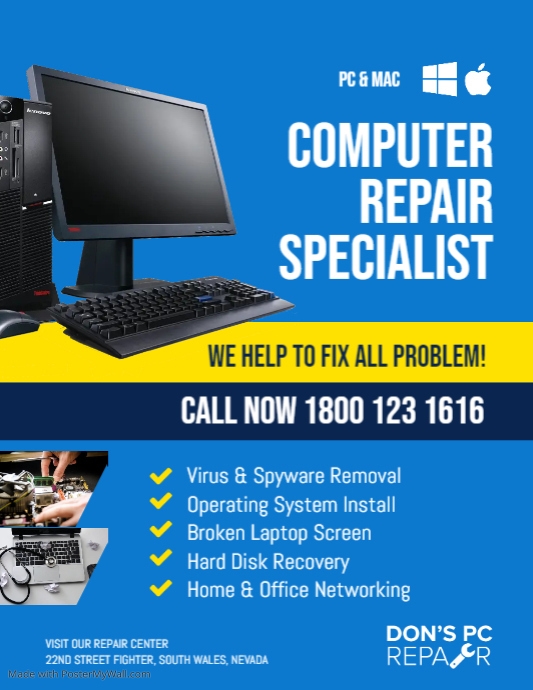 Computer Repair & Services Flyer Template | PosterMyWall